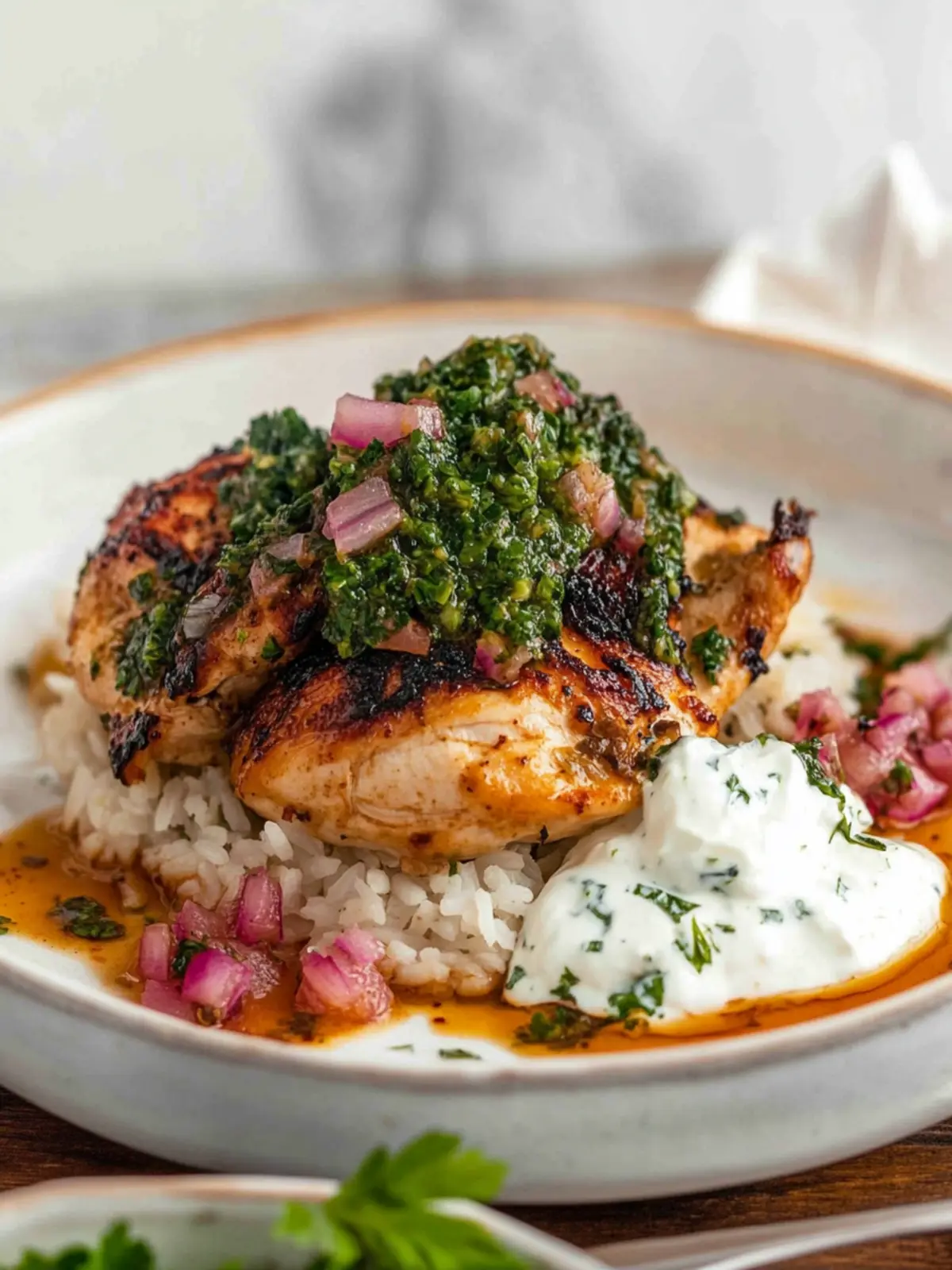 Zesty Chicken and Rice with Lime Chimichurri & Greek Yoghurt – Sandra Recipes