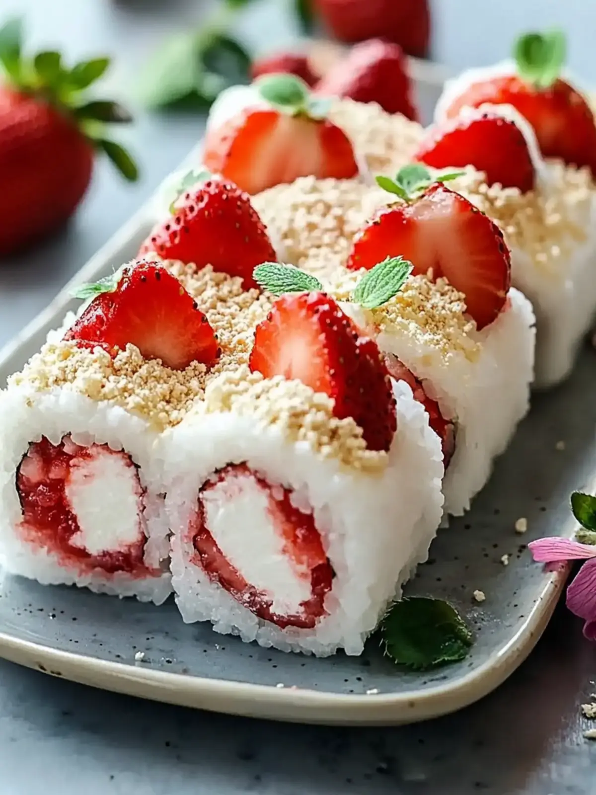 Creative & Cute Strawberry Shortcake Sushi Roll Dessert Recipe – Sandra ...